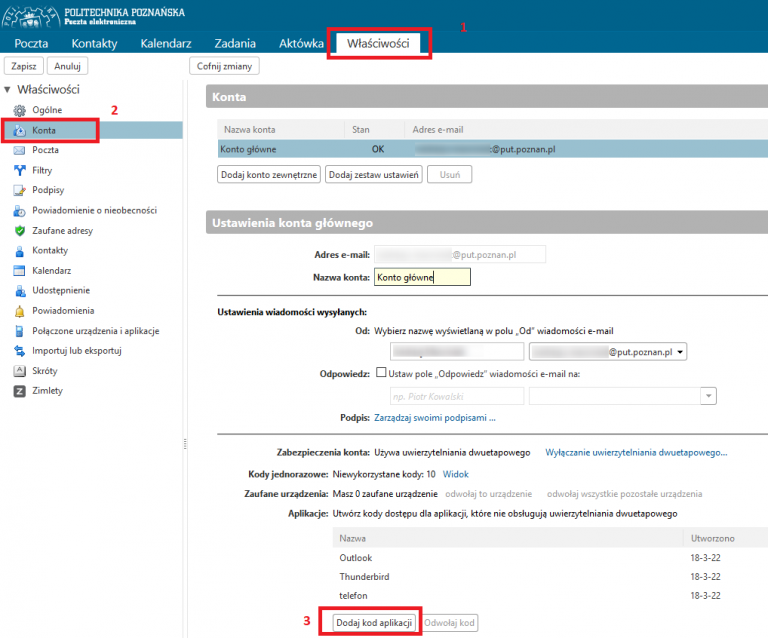 Konfiguracja klienta pocztowego – Outlook – Instrukcje